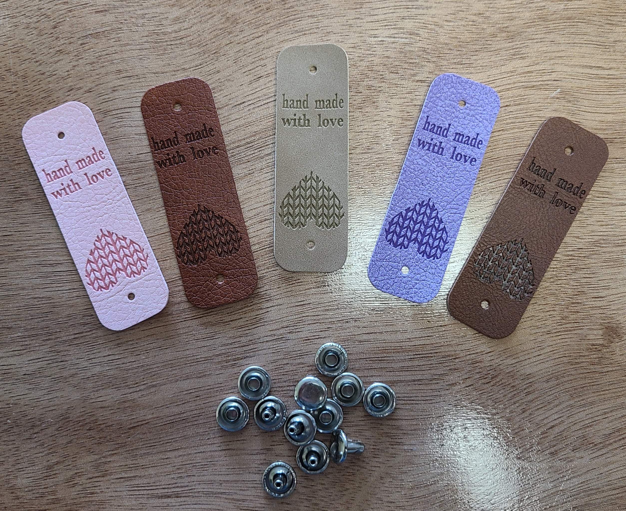 Handmade with Love Leather Heart Icon Labels & Rivets - .75"x3" | Sew ...